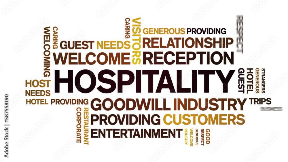Hospitality animated tag word cloud;text design animation kinetic ...