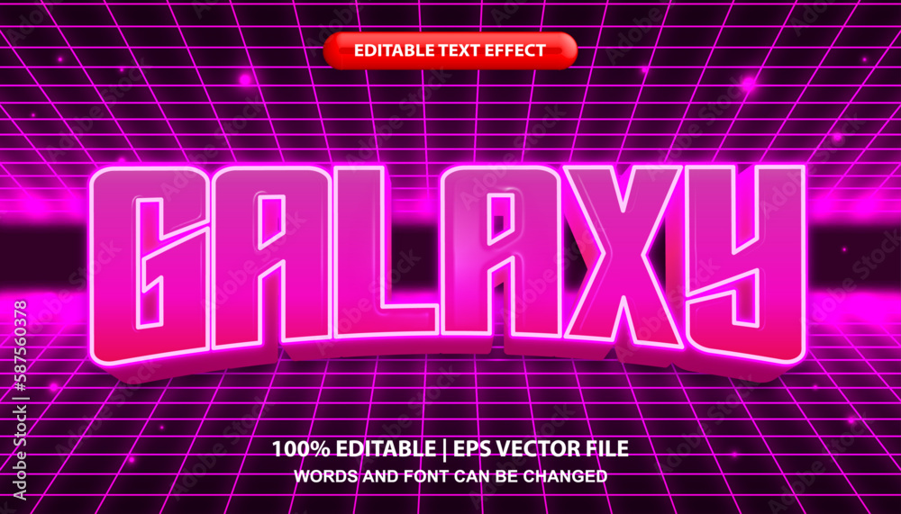 Galaxy editable text effect template, retro futuristic neon light text ...