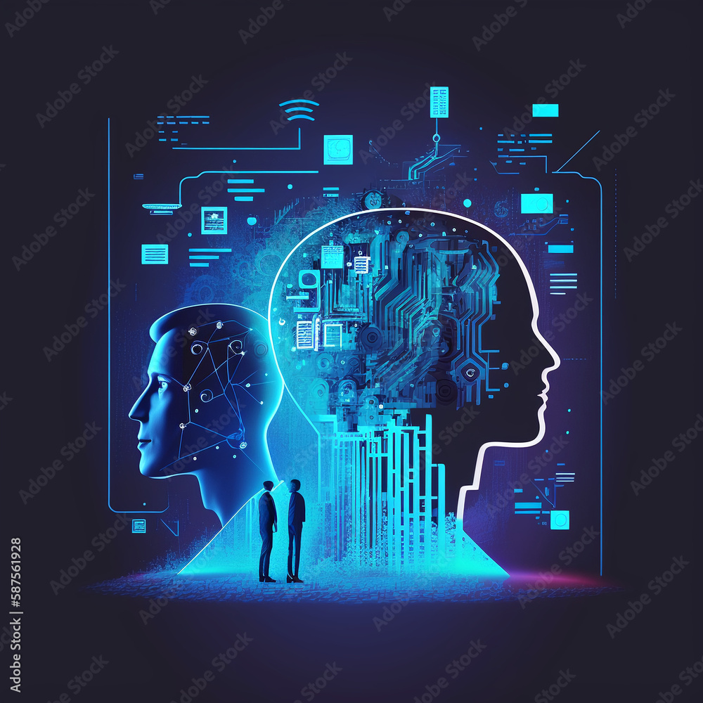 Within the head of a humanoid figure lies an artificial intelligence ...