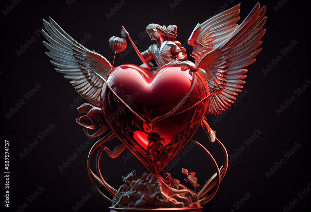 Cupido, San valentin lanzando una flecha a un corazon. Dia de los ...