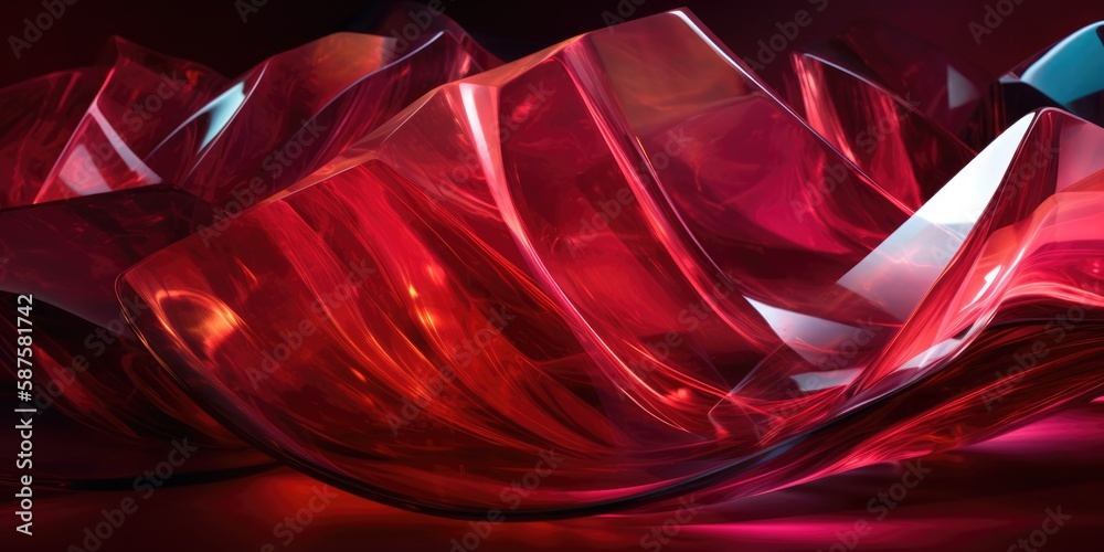 Exquisite ruby red glass sculpture, formed in flame, melted to a smooth ...