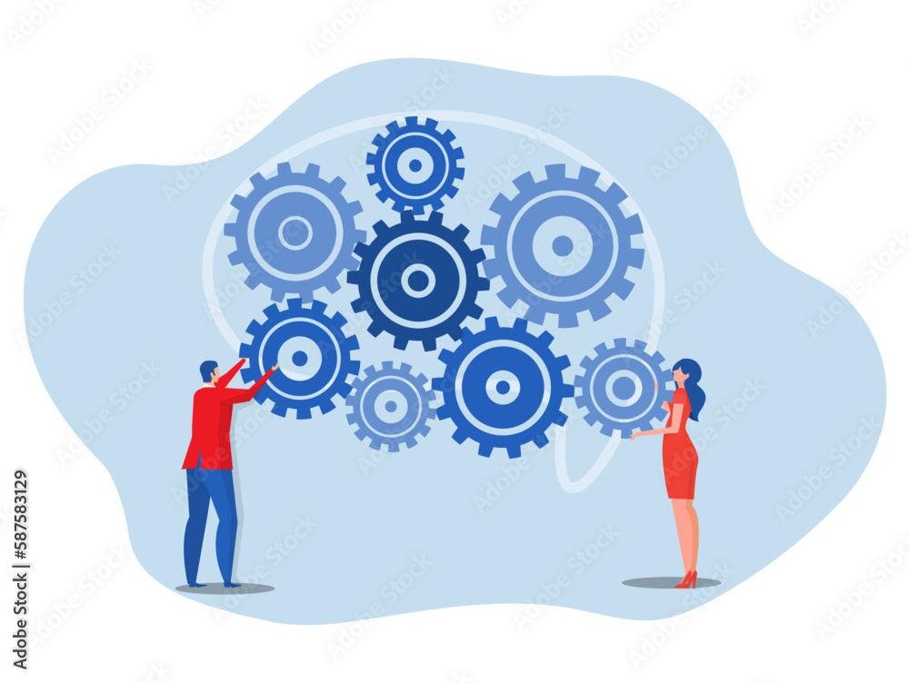 gears efficient management concept, team business manager optimizing ...