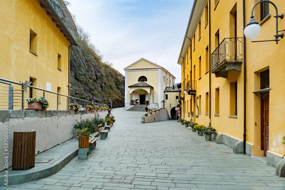 Bard, Italy. Historic center of the ancient village. View from Via ...