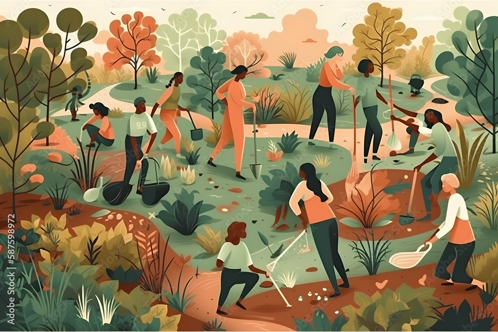 Flat art vector image of Multiethnic group of people working together ...