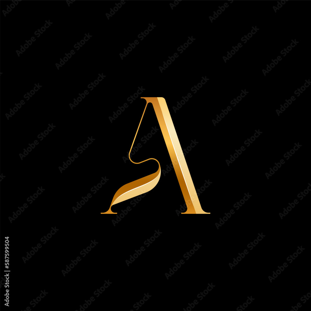 Vetor de 3d Latin letter A serif alphabet, beautiful elegant golden ...