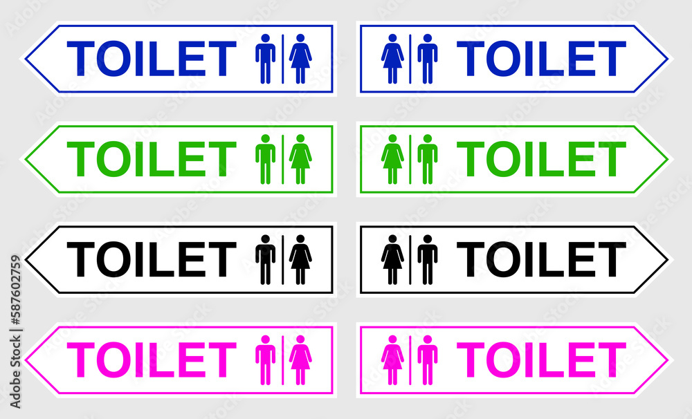set toilet sign printable public signage wc symbol modern simple ...