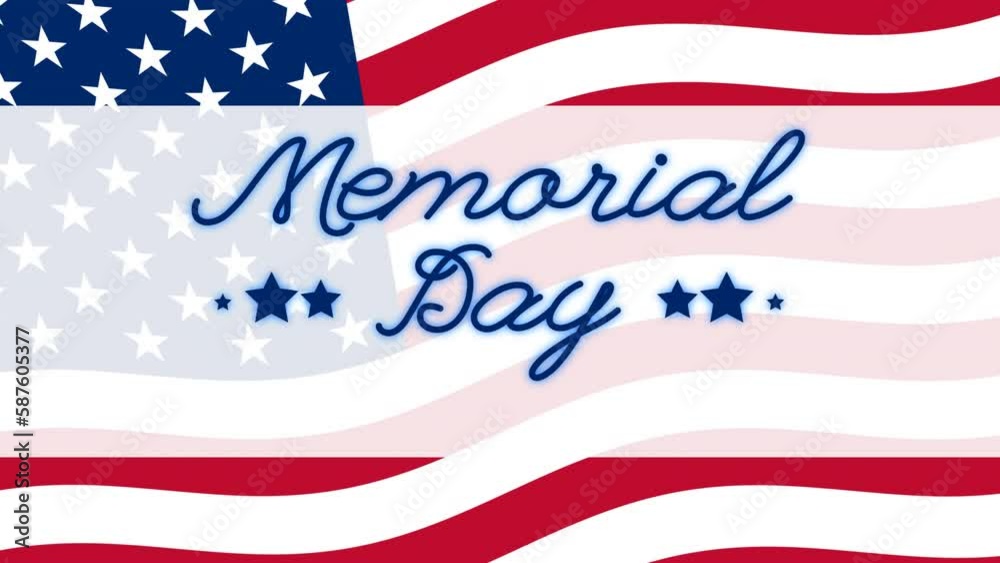 Memorial day animation. Waving flag. Happy memorial day. Flag USA ...