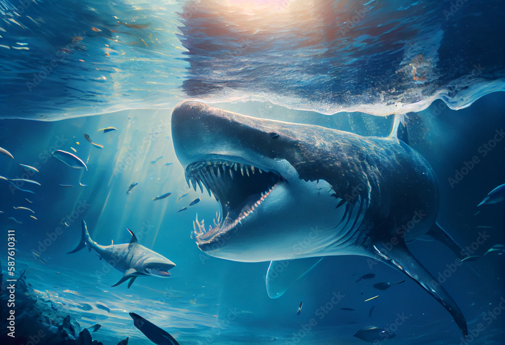 Photo & Art Print A sparkling, crystal-clear ocean filled with giant ...