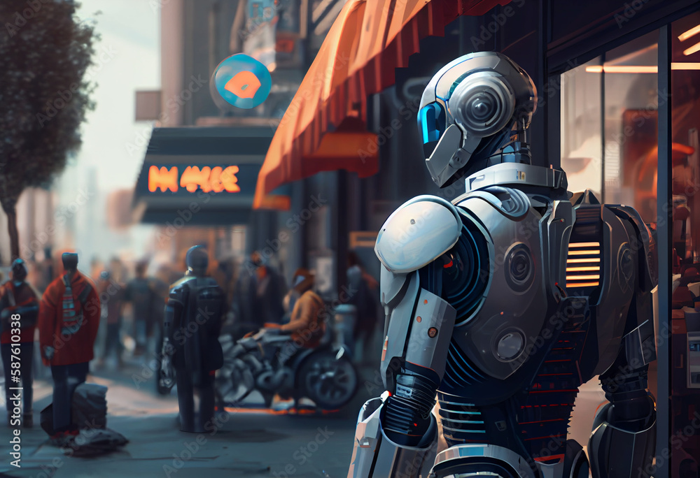 A futuristic city where robots with advanced artificial intelligence ...