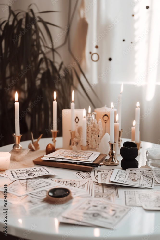 Ritual with tarot cards or fortune telling with occult and esoteric ...