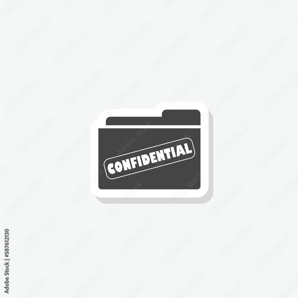 Confidential Folder icon sticker isolated on white background Stock ...
