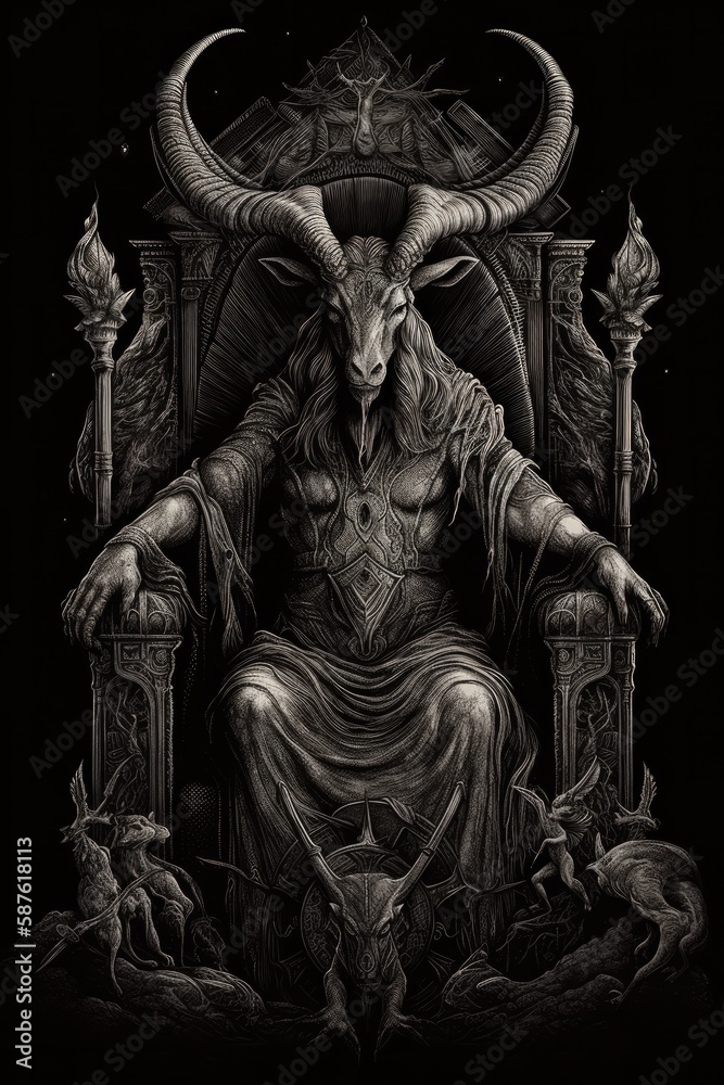 Concept art illustration of the Baphomet - generative ai Stock ...
