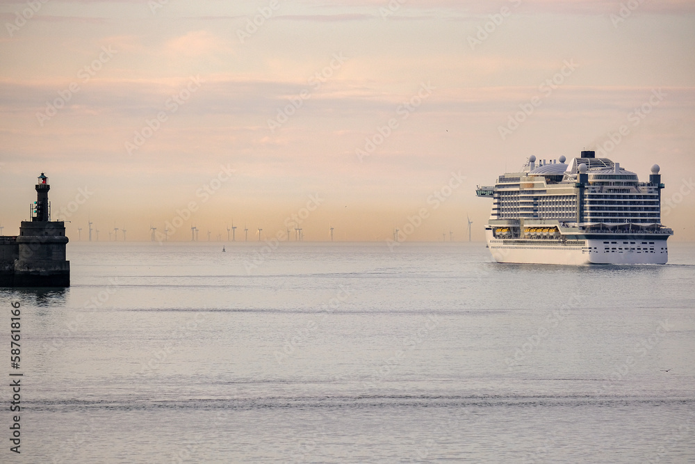 Modern mega white fun ship cruisehip cruise ship liner Prima or Bella ...