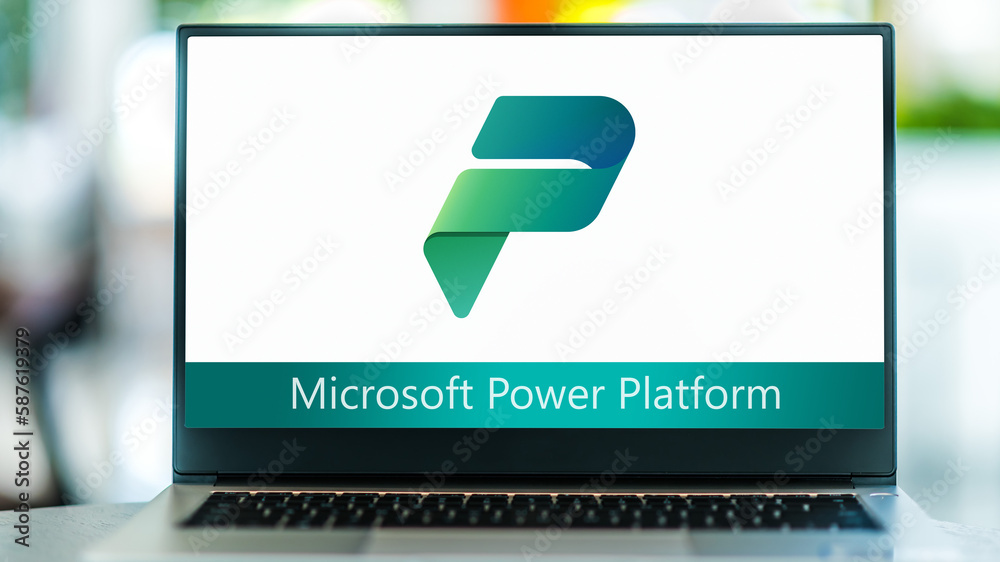 Laptop computer displaying logo of Microsoft Power Platform Stock Photo ...