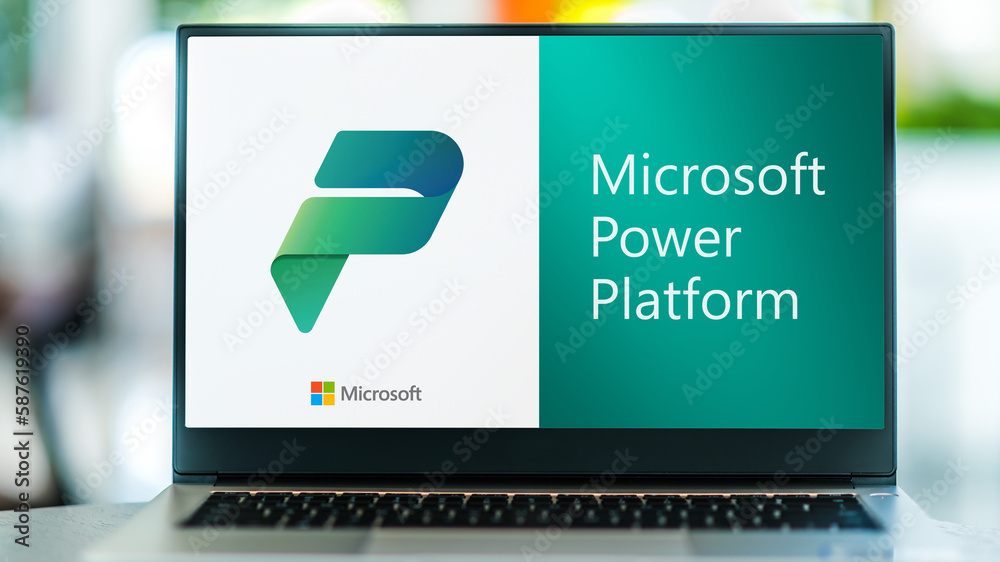 Laptop computer displaying logo of Microsoft Power Platform Stock Photo ...