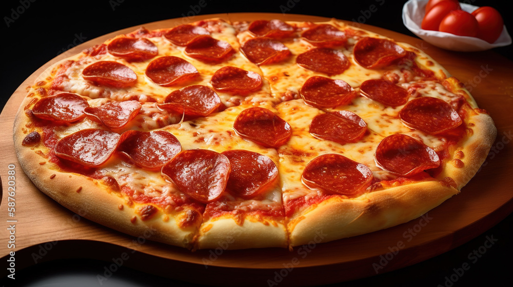 Pizza Pepperoni - A freshly-made, pepperoni pizza with sausage and ...