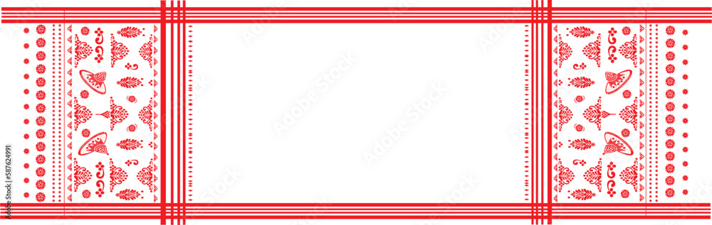 Assamese Gamosa with New Japi Patterns 2023 Stock Vector | Adobe Stock