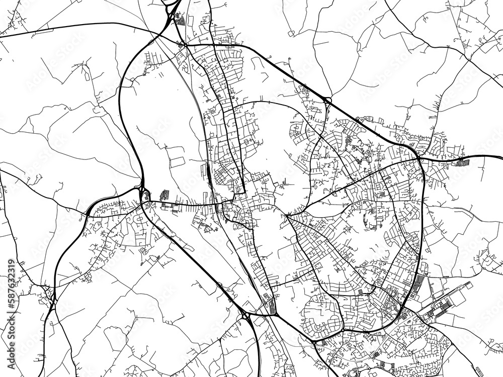 Road map of the city of Oxford the United Kingdom on a white background ...