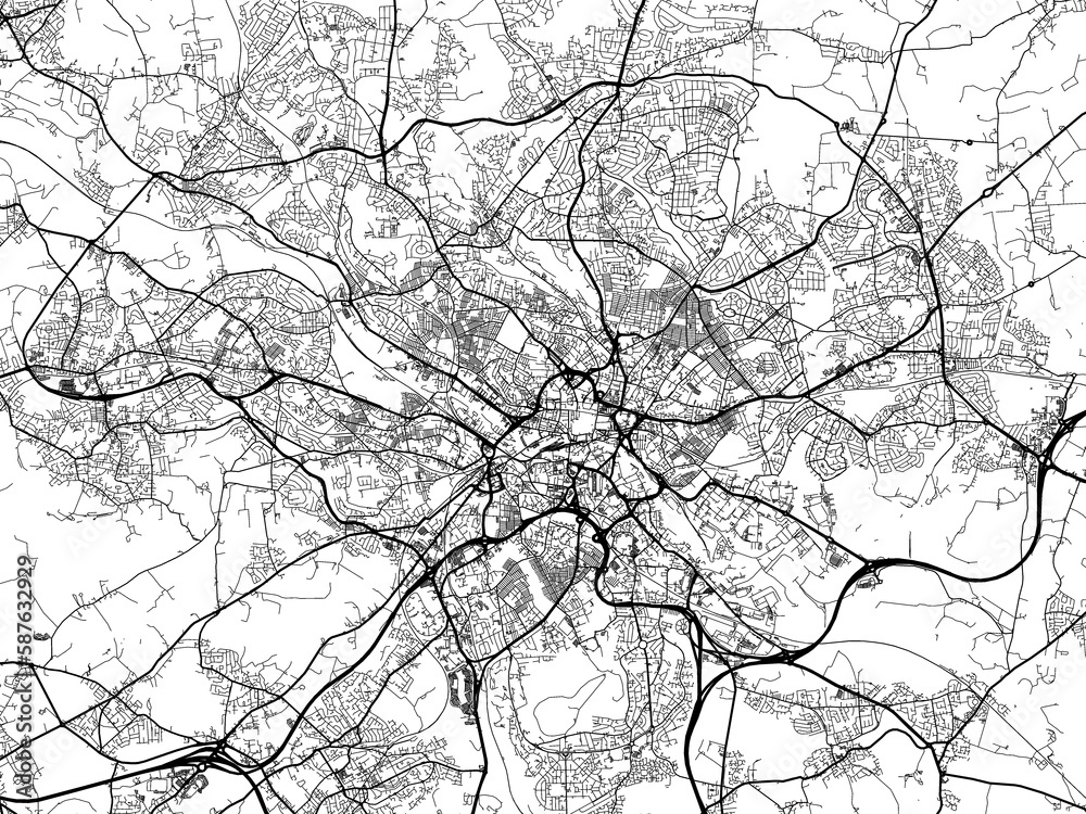 Road map of the city of Leeds the United Kingdom on a white background ...