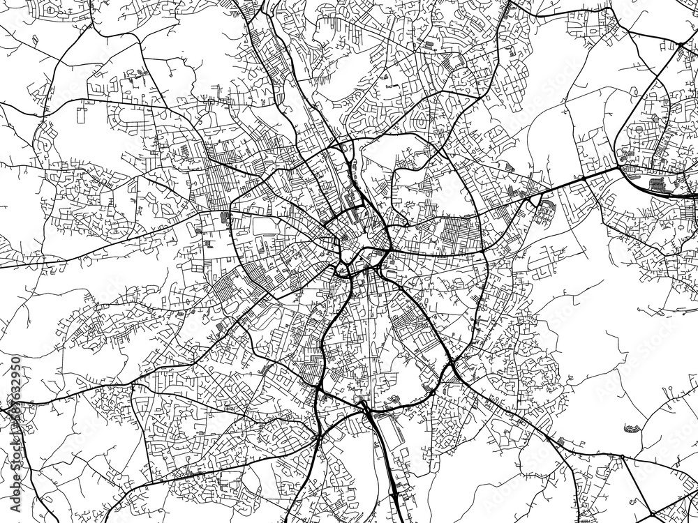 Road map of the city of Bradford the United Kingdom on a white ...