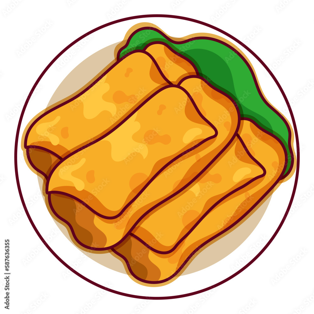 Chinese fried spring rolls (Chūnjuǎn) illustration vector. Asian ...