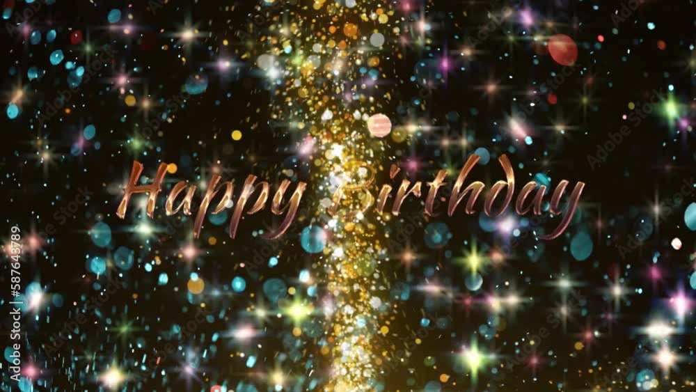 birthday intro card happy birthday with glitter particles background ...