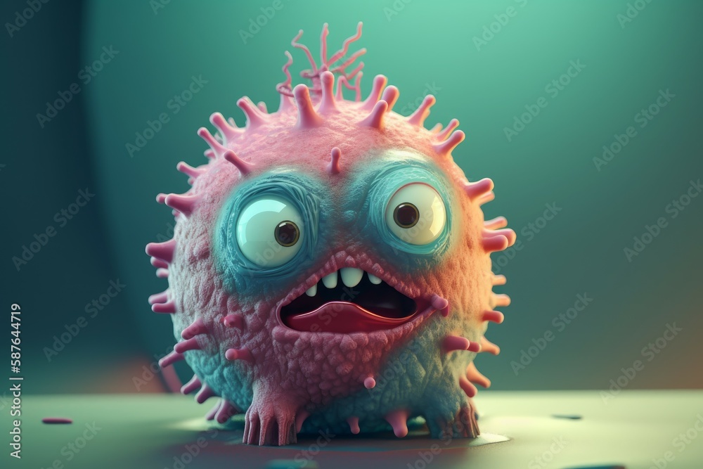 Fantasy virus character with sad face. Generate Ai Stock Illustration ...