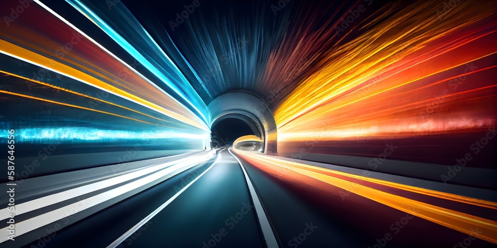 Car motion trails. Speed light streaks background with blurred fast ...