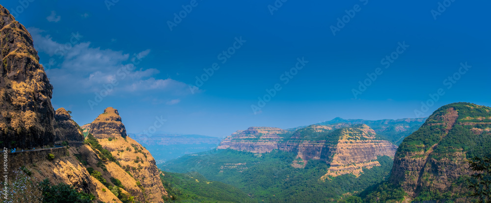 Panoramic view of western ghat which is also called Sahyadri mountain ...