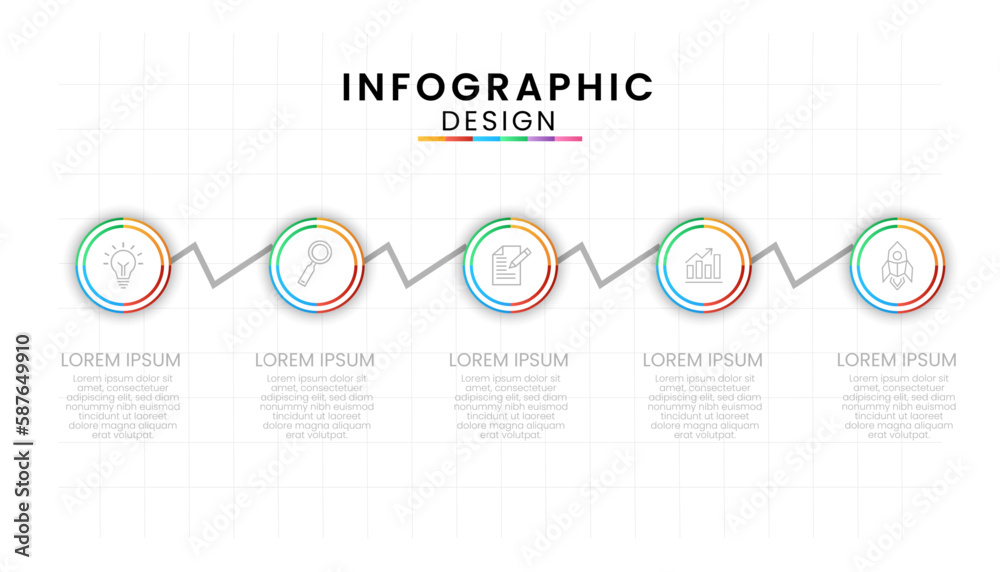 Business data process chart concept. Circle infographic icons designed ...