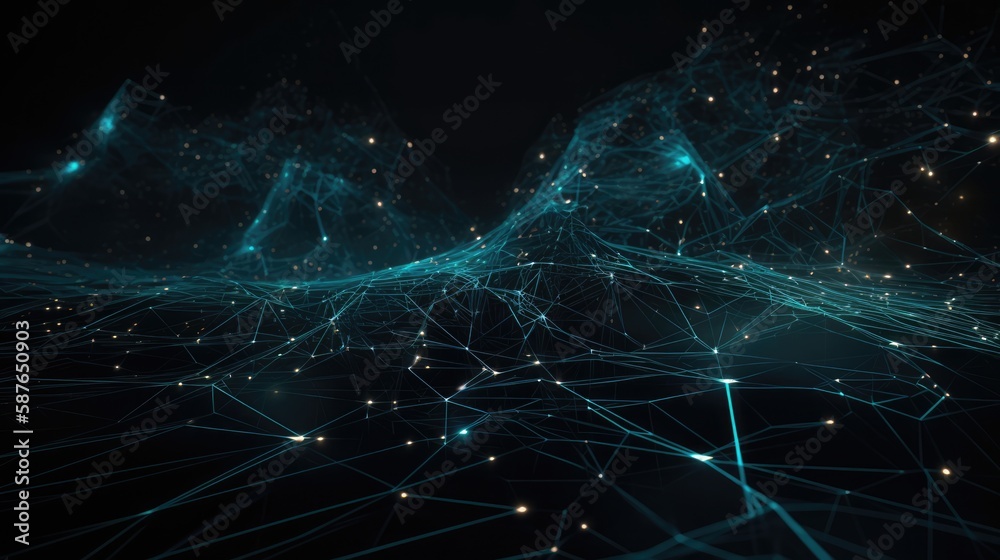Dynamic Network of Glowing Nodes: Futuristic Tech Background in Vivid ...