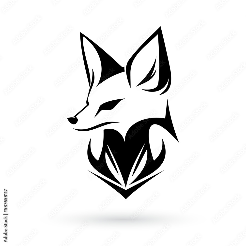 Illustrations of an animal emblem, a fox head symbol, are perfect for ...