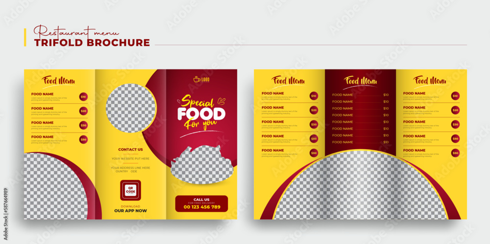 Restaurant Food menu trifold brochure template design, Healthy luxury ...