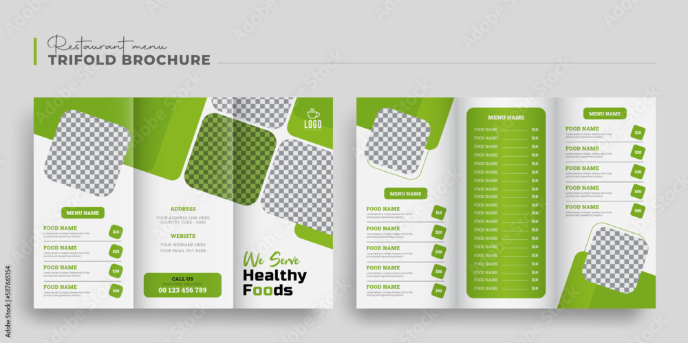 Grafika wektorowa Stock: Editable Modern Restaurant food menu trifold ...