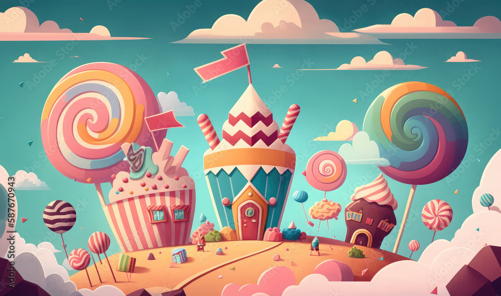 Candyland pastel background. Generative AI Stock Illustration | Adobe Stock