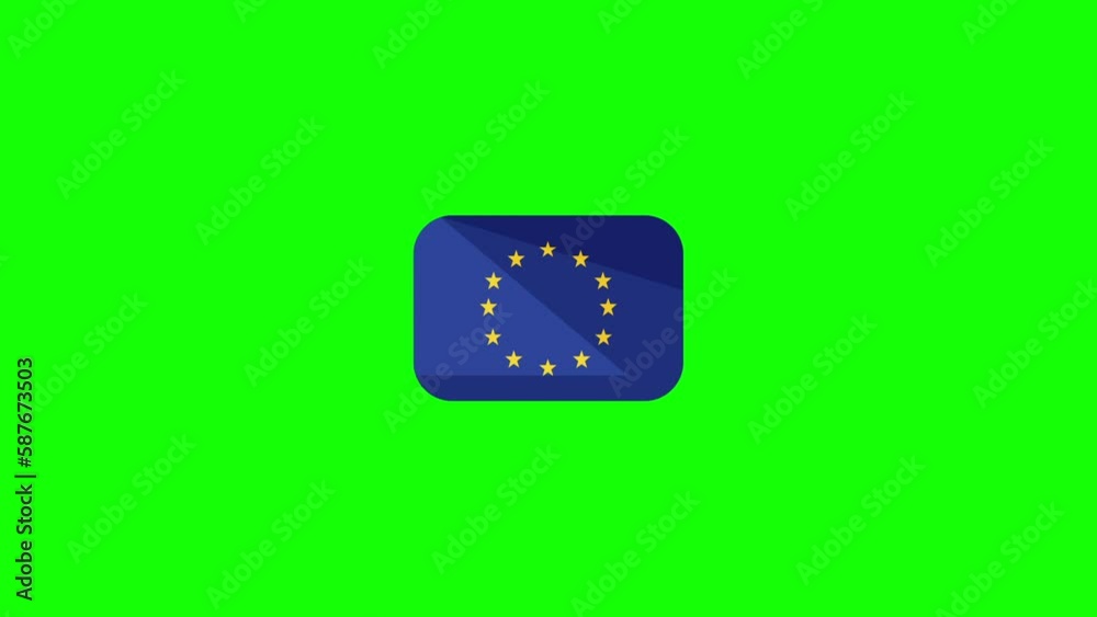 Animated Europe flag icon design in flat icon style on Green screen ...
