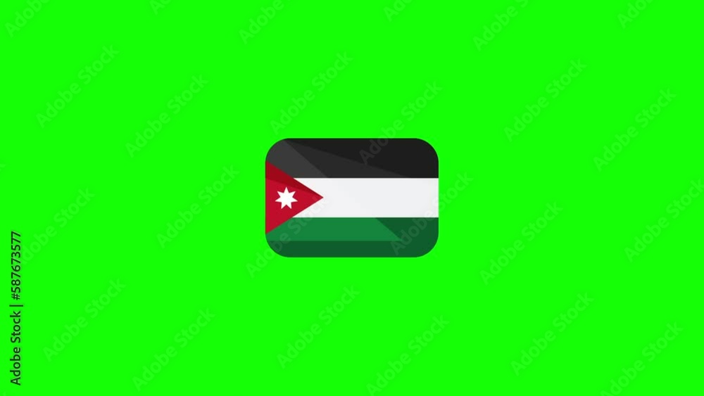 Animated Jordan flag icon design in flat icon style on Green screen ...