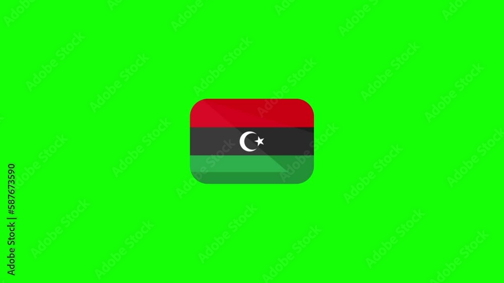 Vidéo Stock Animated Libya flag icon design in flat icon style on Green ...