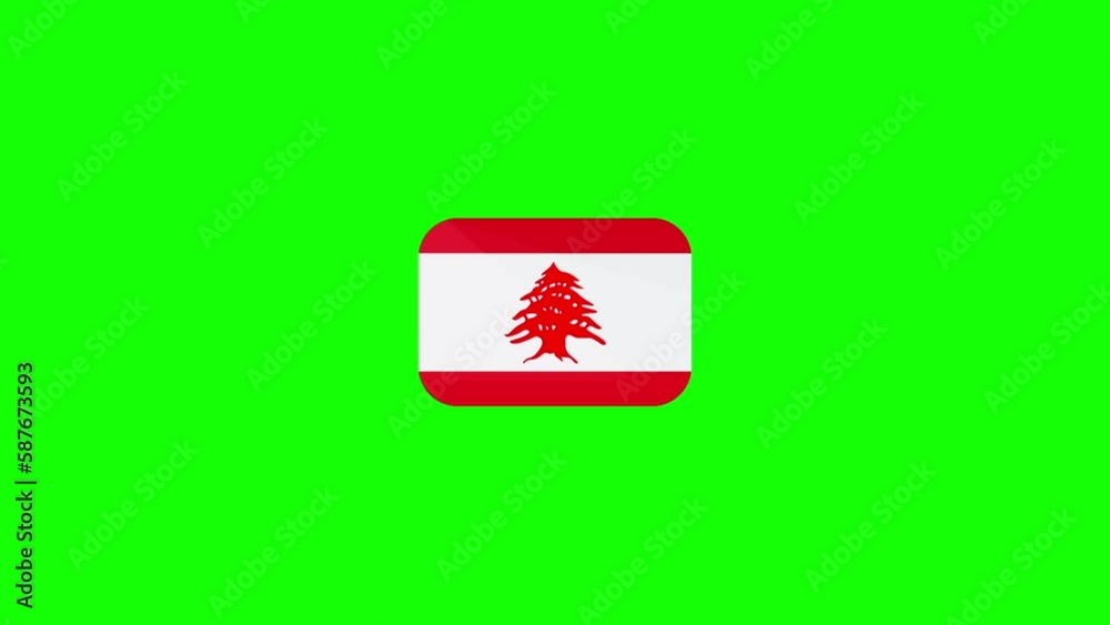 Animated Lebanon flag icon design in flat icon style on Green screen ...