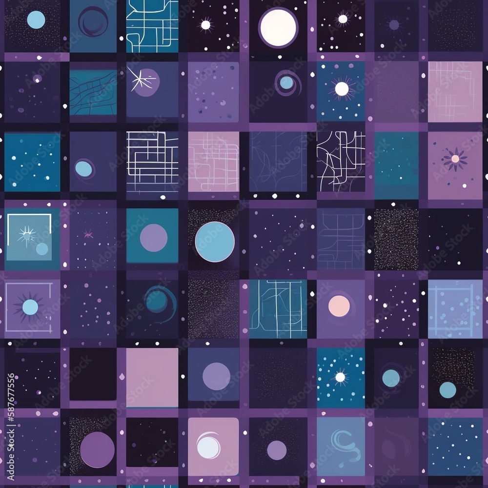 Outer space themed seamless pattern, showcasing planets, stars, and ...