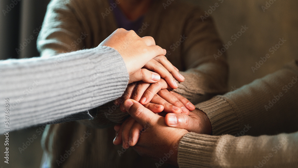 Small group of asian people praying worship believe. Teams of friends ...