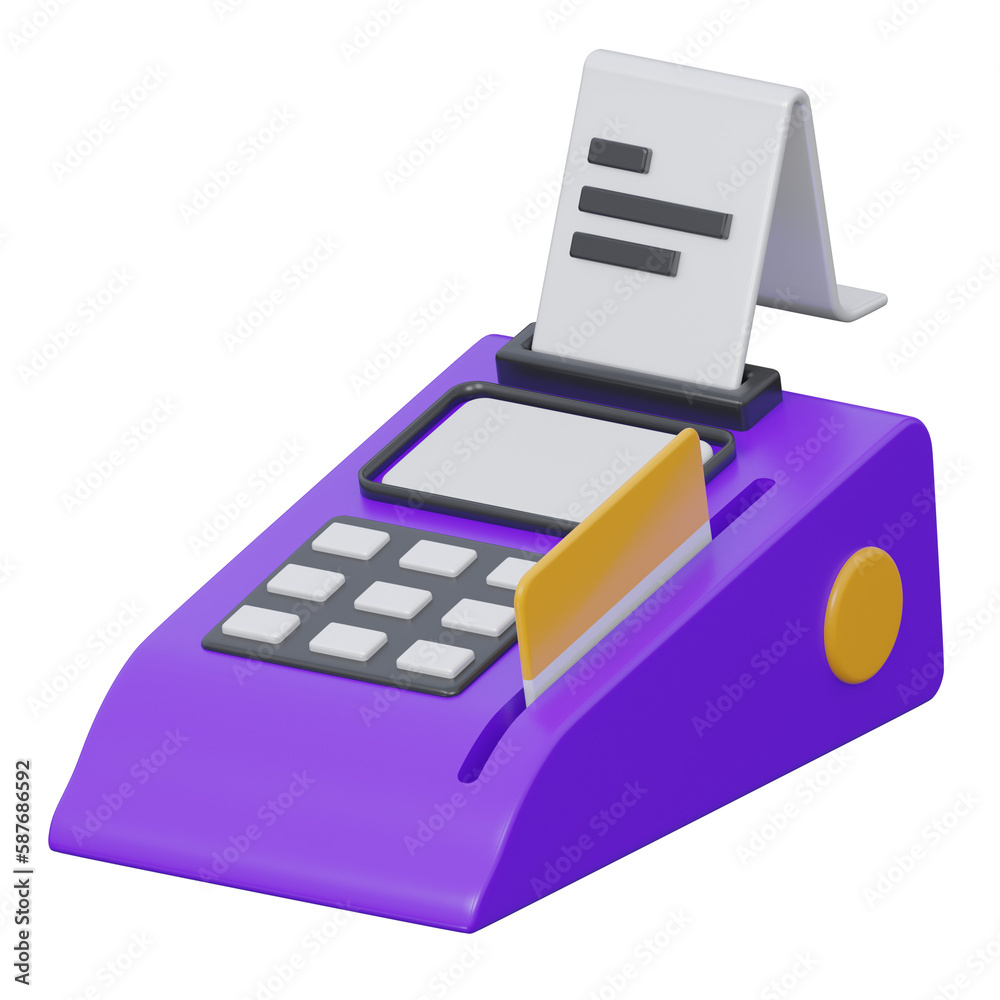 pos terminal 3d rendering icon illustration with transparent background ...