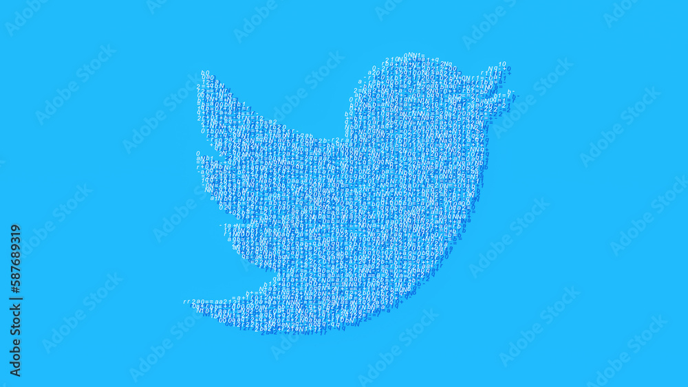 White 3d Twitter Inc Social Network Company Logo Made From Algorithm ...