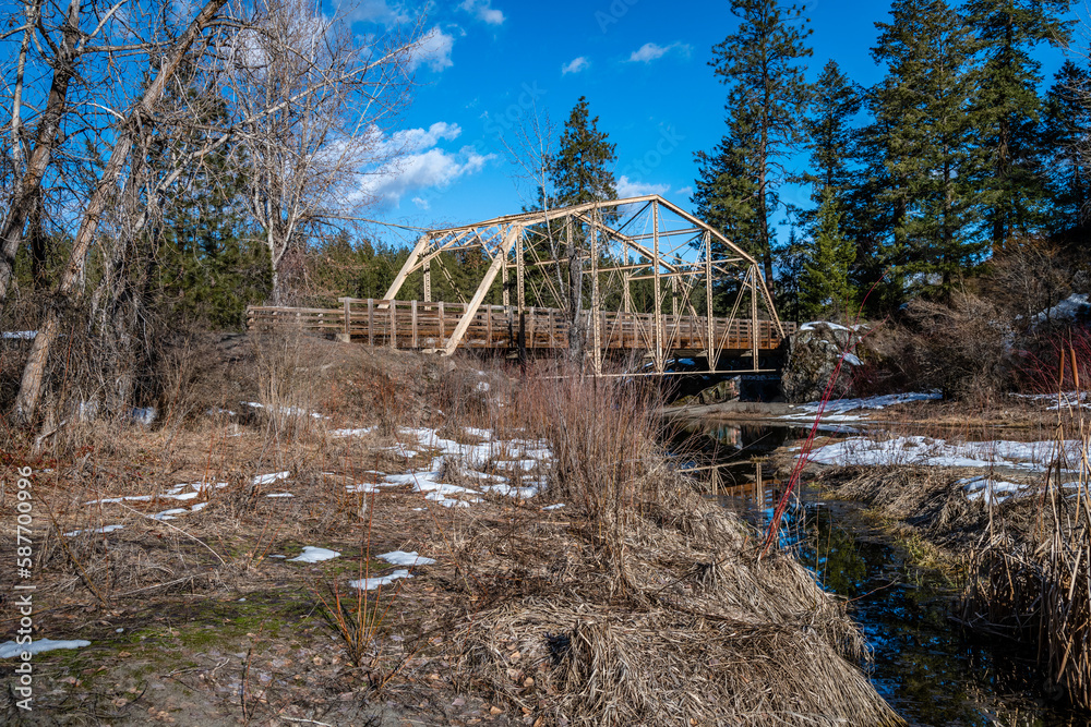 Steel Bridge Spanning Deep Creek in Riverside State Park Stock Photo ...