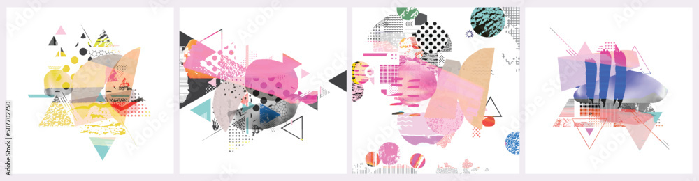 Colorful abstract geometric shapes and lines composition. Abstraction ...