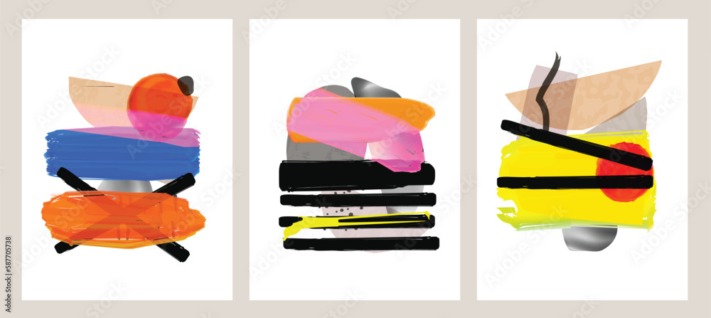 Colorful abstract geometric shapes and lines composition. Abstraction ...