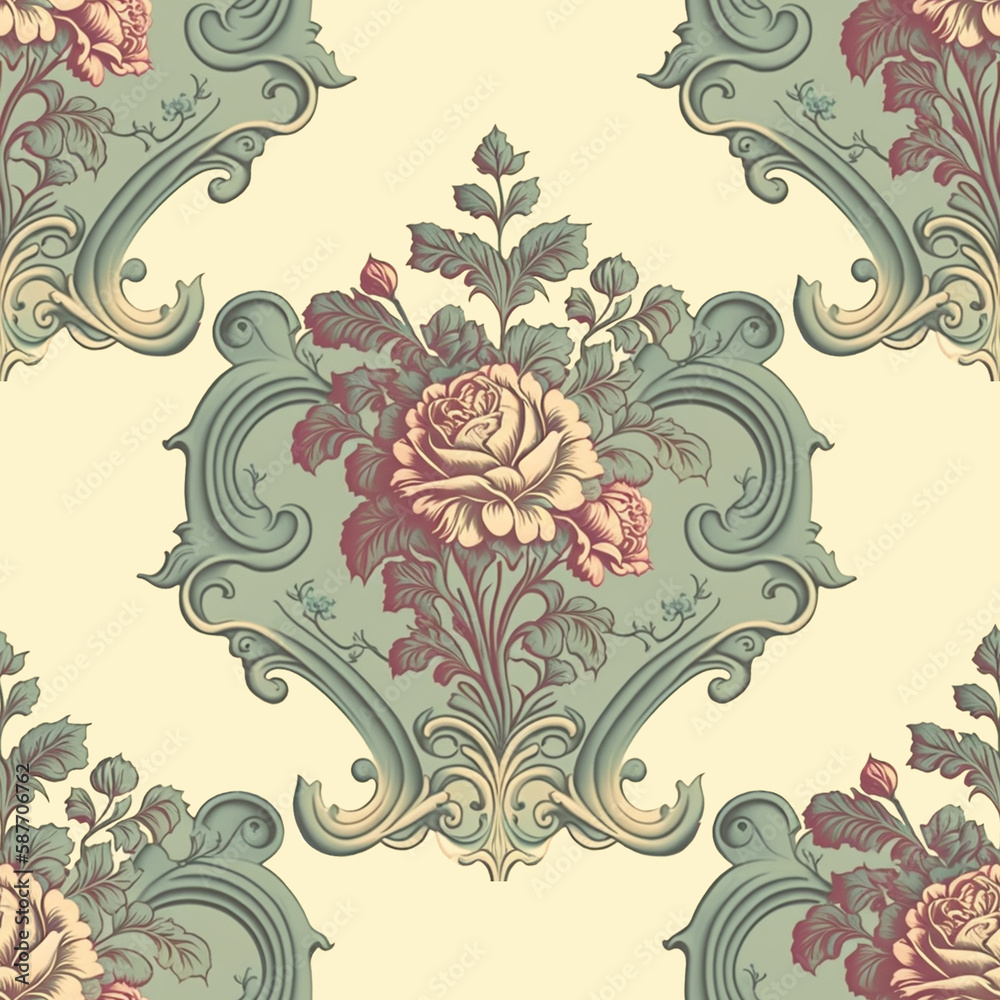 Vintage floral seamless pattern with roses. Elegant botanical ...