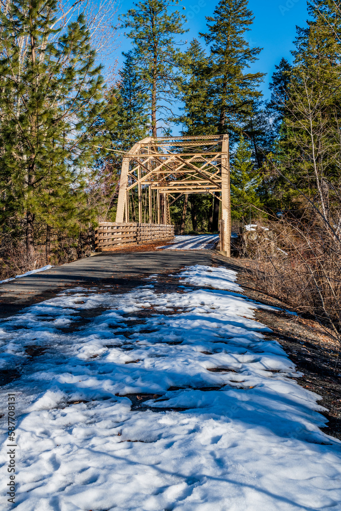 Steel Bridge Over Deep Creek in Riverside State Park Stock Photo ...
