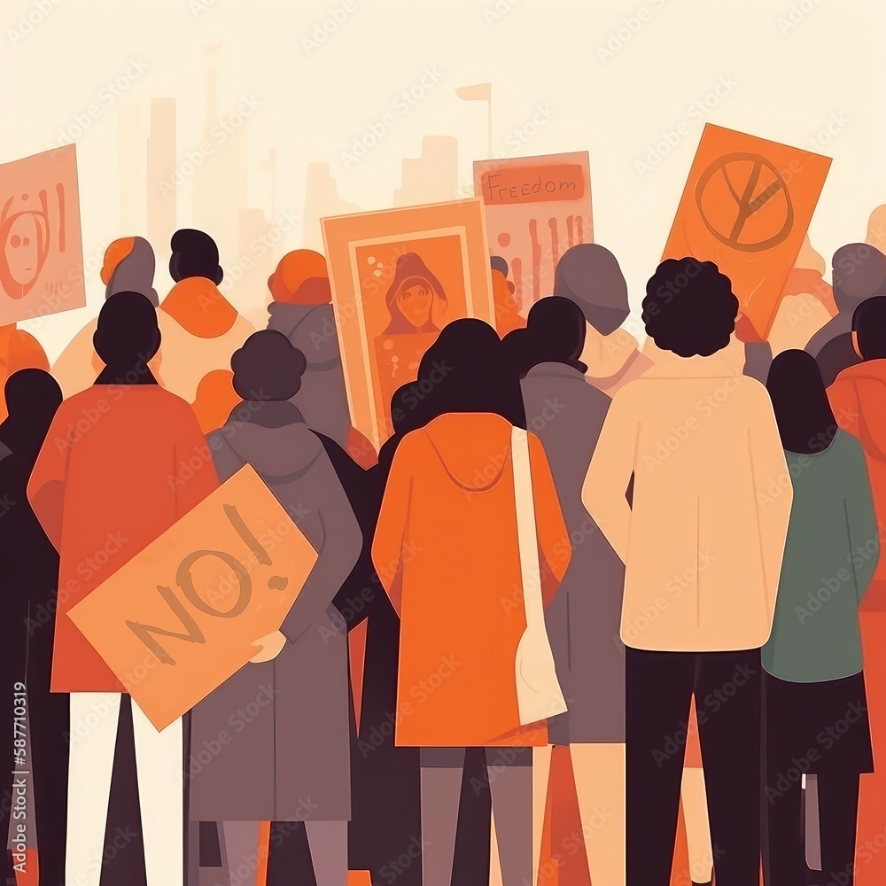 The concept of the struggle for rights and freedoms. Protest. Hands ...