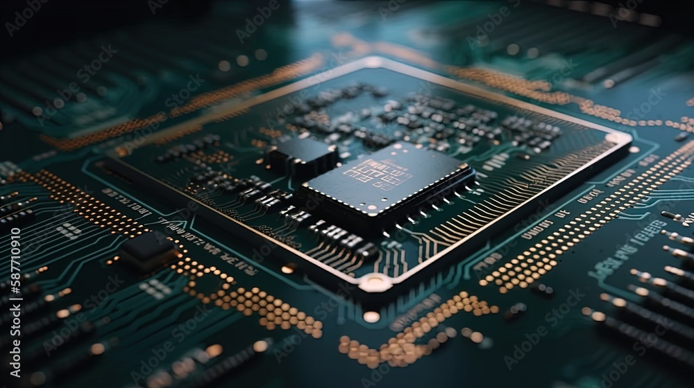 Cybernetic Microcosm: Zoomed-In Microchip Surface as a Futuristic ...